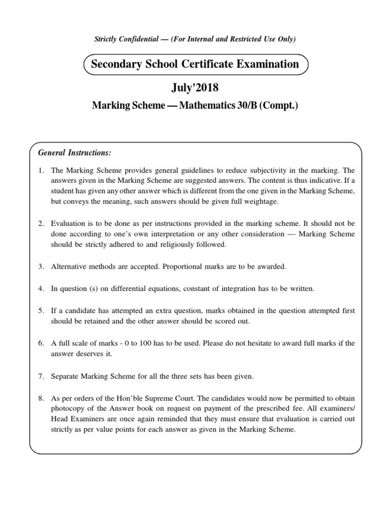 Marking Scheme Mathematics Set 03 2018 | PDF | Question | Mathematical ...