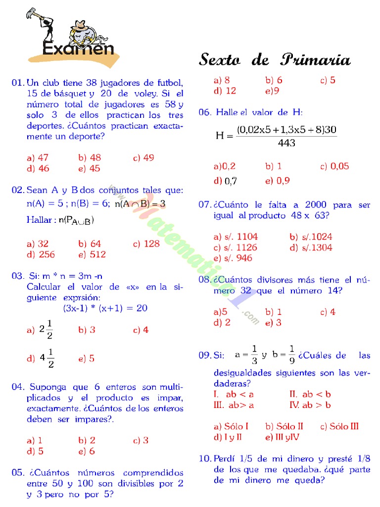 Concurso de Matematic 6to | PDF