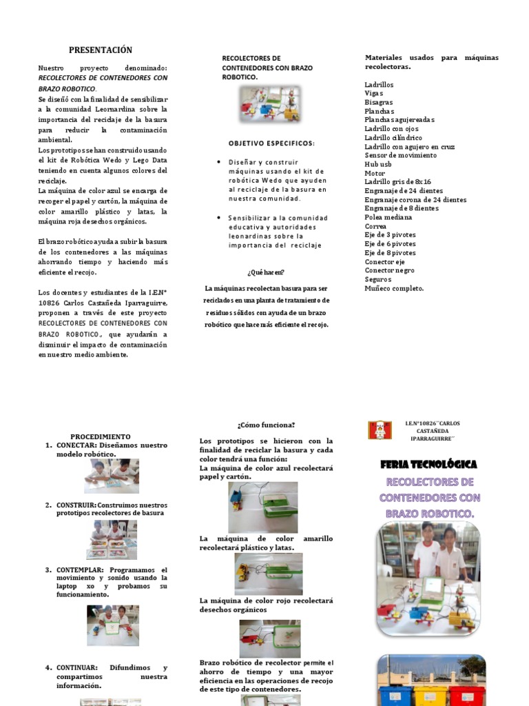 Triptico de Robotica 2018 | PDF | Reciclaje | Residuos