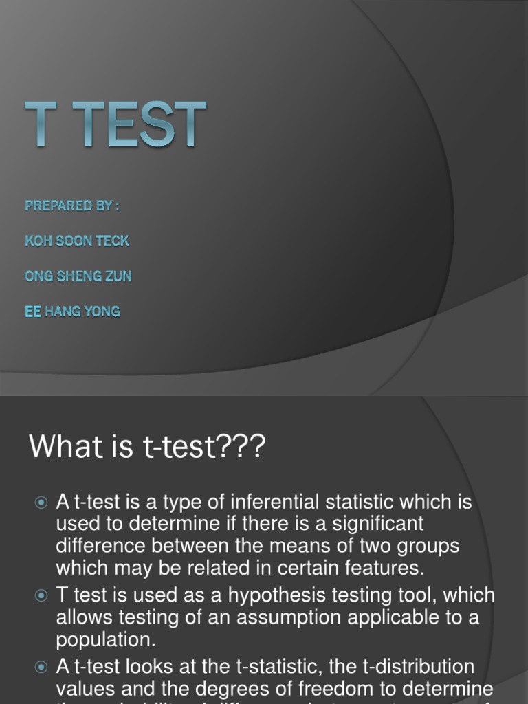 Presentation T Test | PDF | Student's T Test | Statistical Hypothesis ...