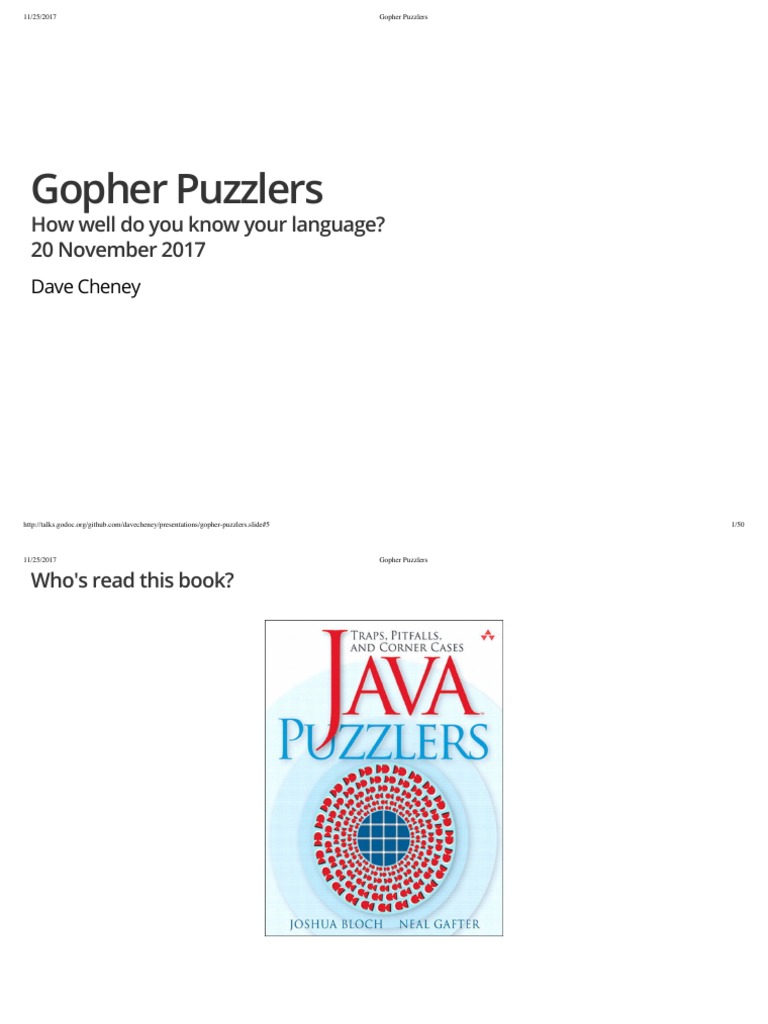 Gopher Puzzlers | PDF | Computer Programming | Software Engineering
