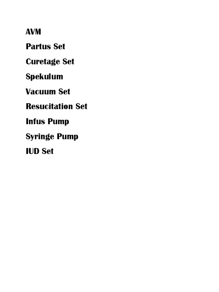 AVM Partus Set Curetage Set Spekulum Vacuum Set Resucitation Set Infus ...