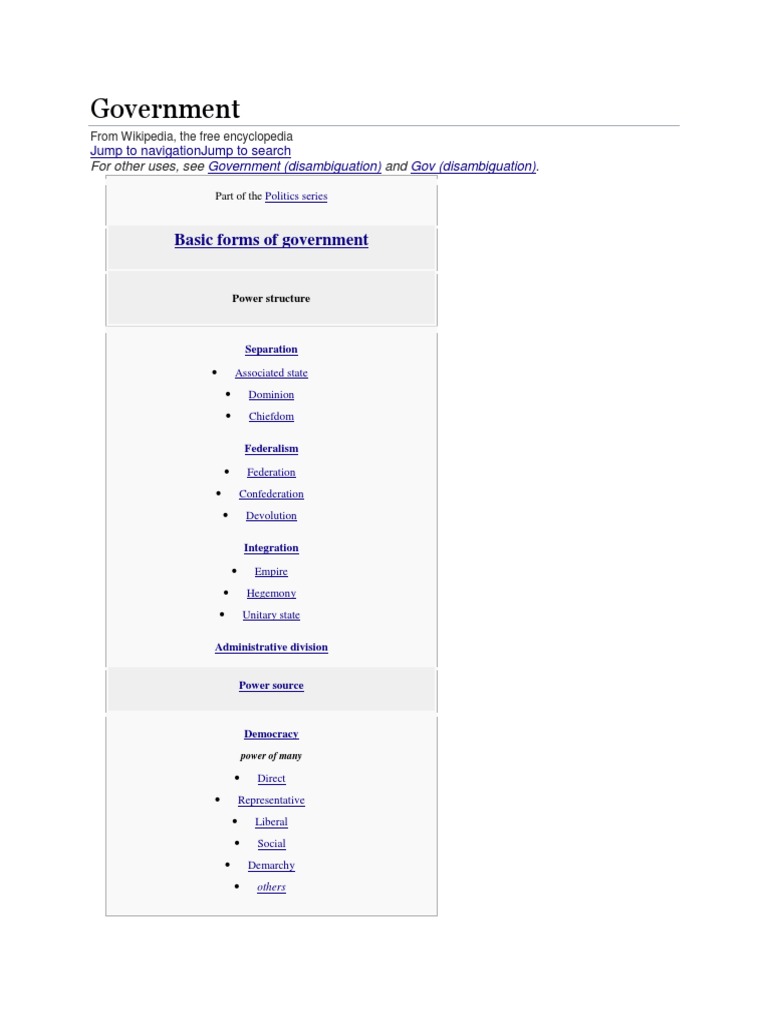An Overview of the History, Forms, and Functions of Government | PDF ...