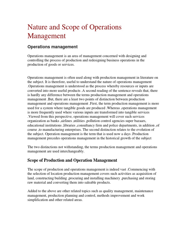 Operation Management and Its Scope | PDF | Operations Management | Factory