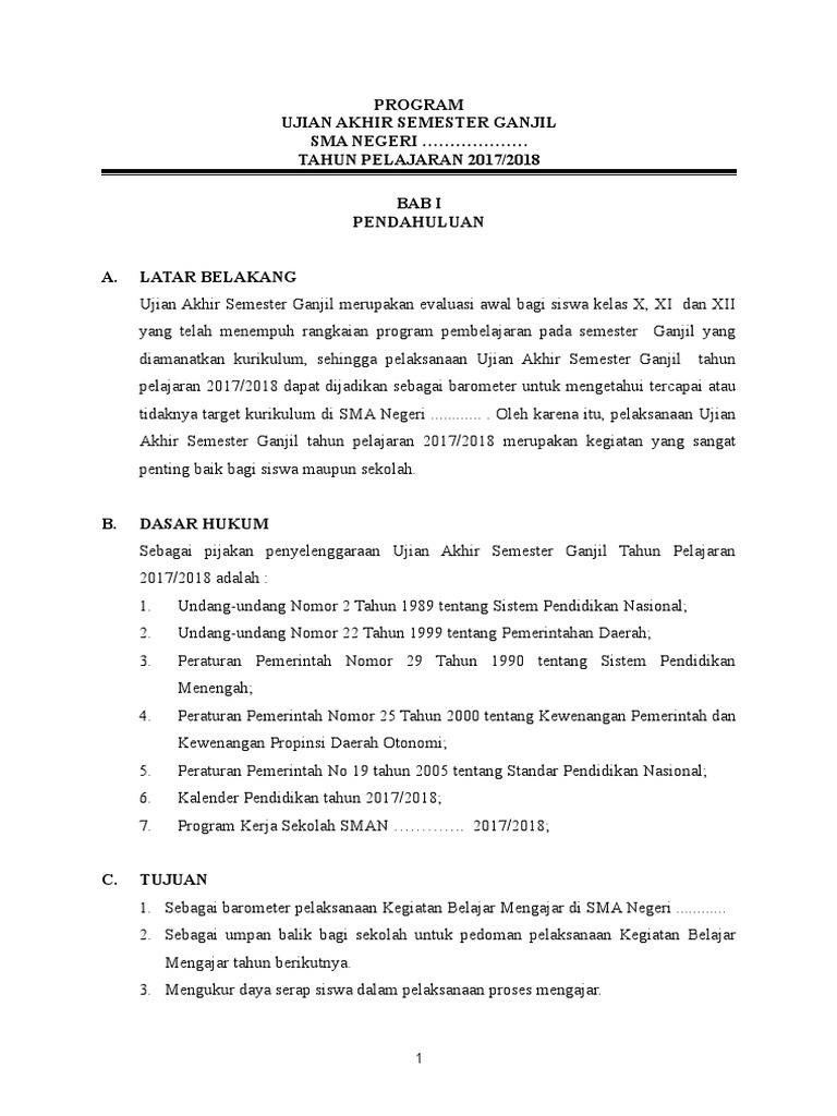 Program Uas Sma Terbaru | PDF