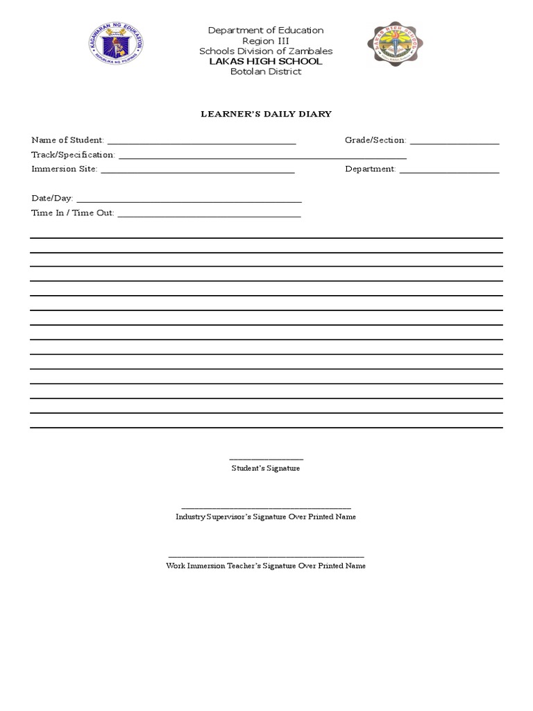 Learner's Daily Diary | PDF | Learning | Behavior Modification