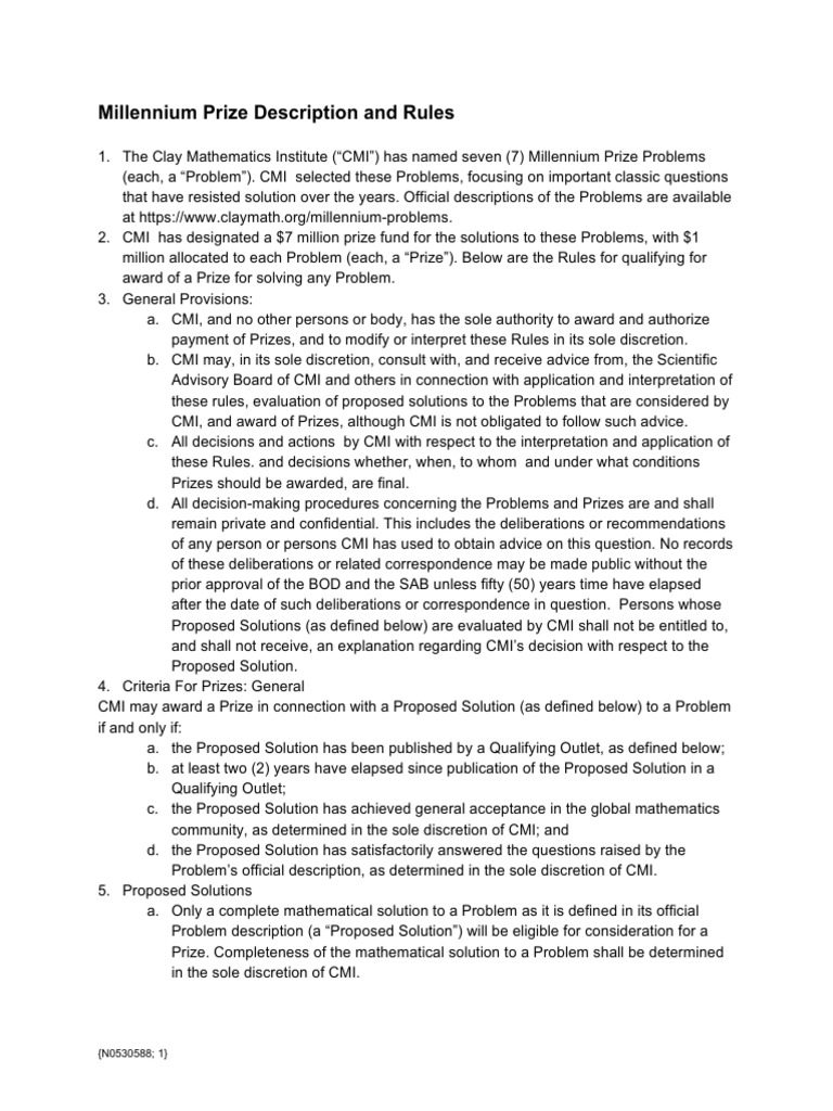 Millennium Prize Problem Guidelines | PDF | Teaching Mathematics ...