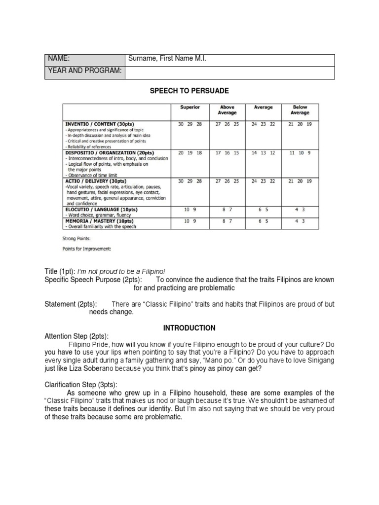 SPEECH 30 Speech Plans (Persuade and Actuate) | PDF