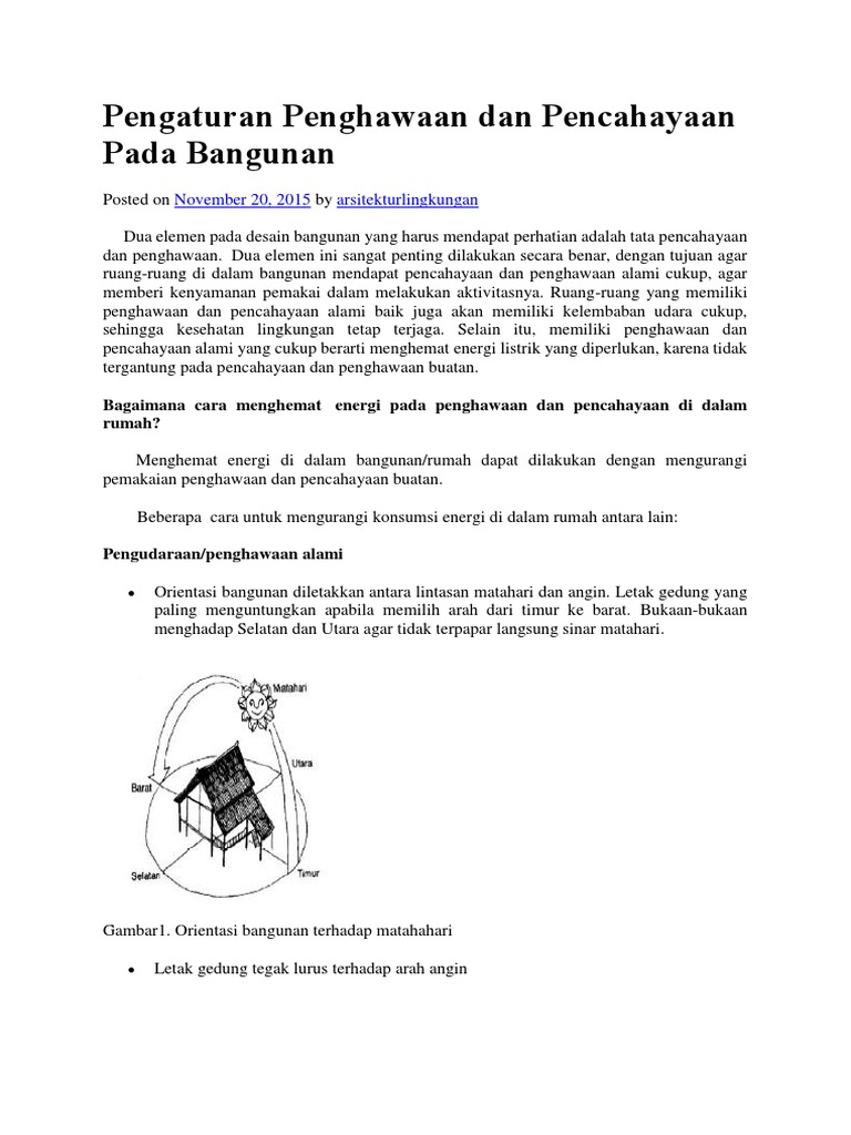 Pengaturan Penghawaan Dan Pencahayaan Pada Bangunan | PDF | Sains ...