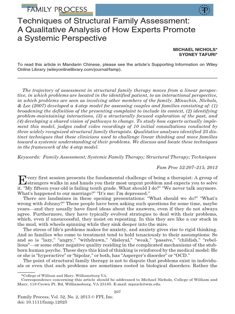 Techniques of Structural Family Assessment: A Qualitative Analysis of ...