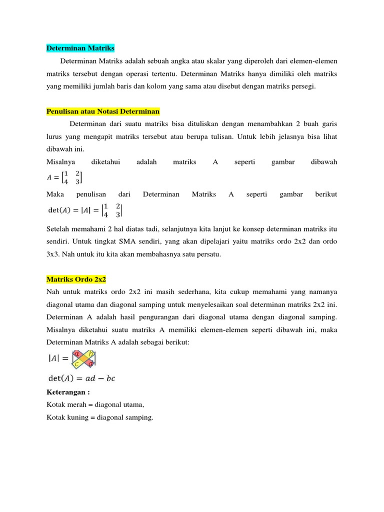 MATERI Determinan Matriks | PDF
