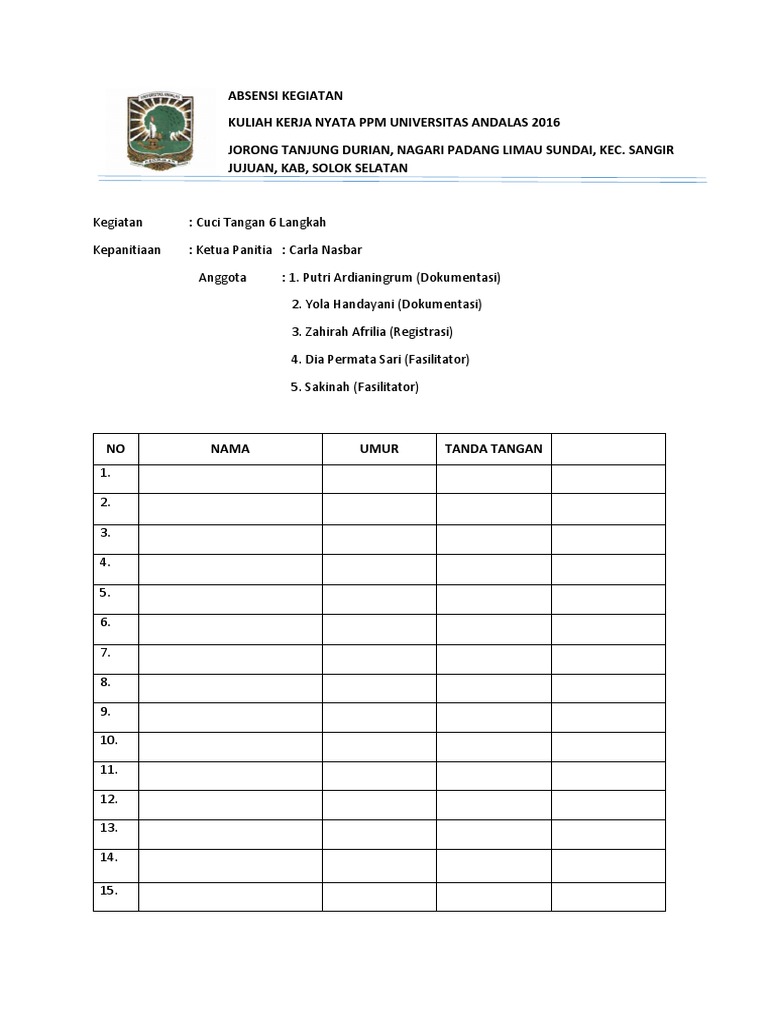 Absensi Kegiatan | PDF
