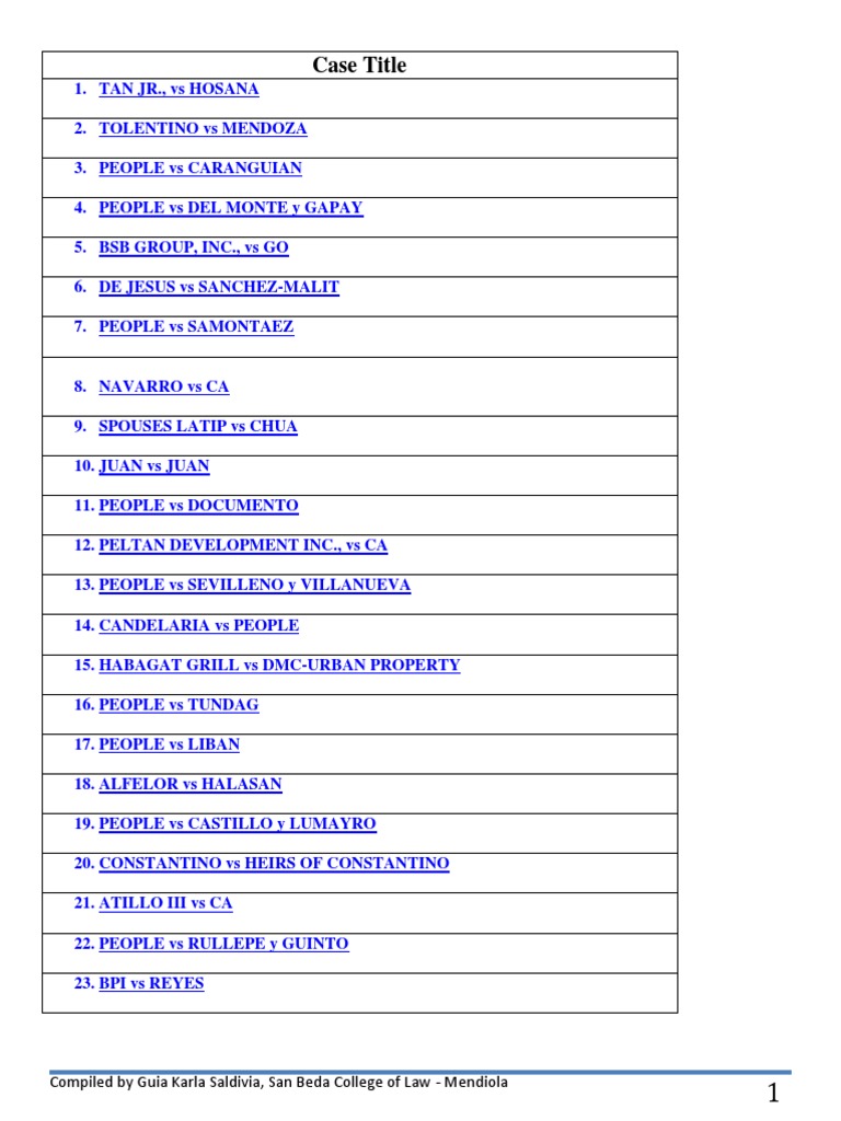 Evidence Case Doctrines | PDF | Evidence (Law) | Burden Of Proof (Law)