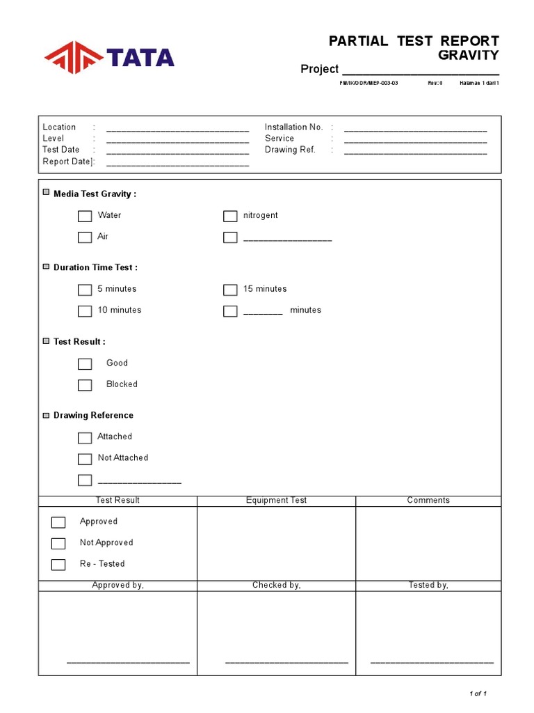 Gravity Test Report Template | PDF