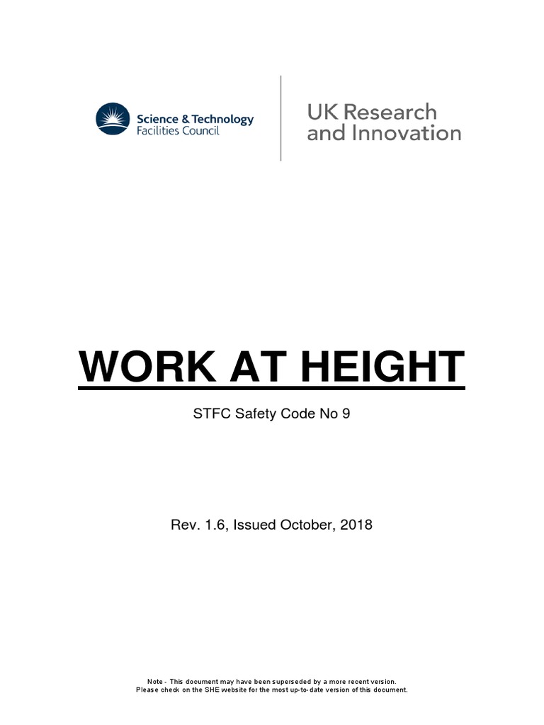 Work at Height: STFC Safety Code No 9 | Download Free PDF ...