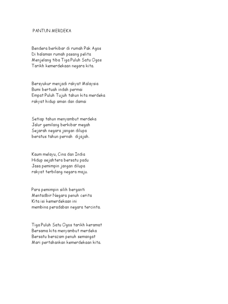 Minggu Panitia BM Pantun Merdeka | PDF
