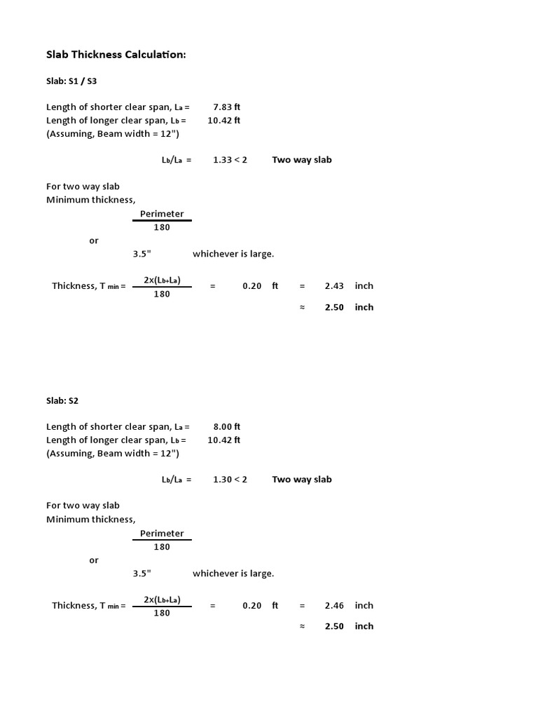 Slab Thickness Calculation | PDF