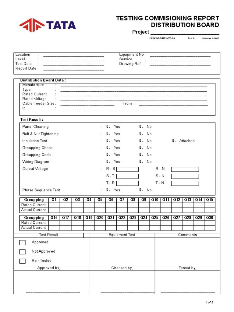 FM - IK - ODR - MEP-007-09 Distribution Board | PDF | Electrical ...
