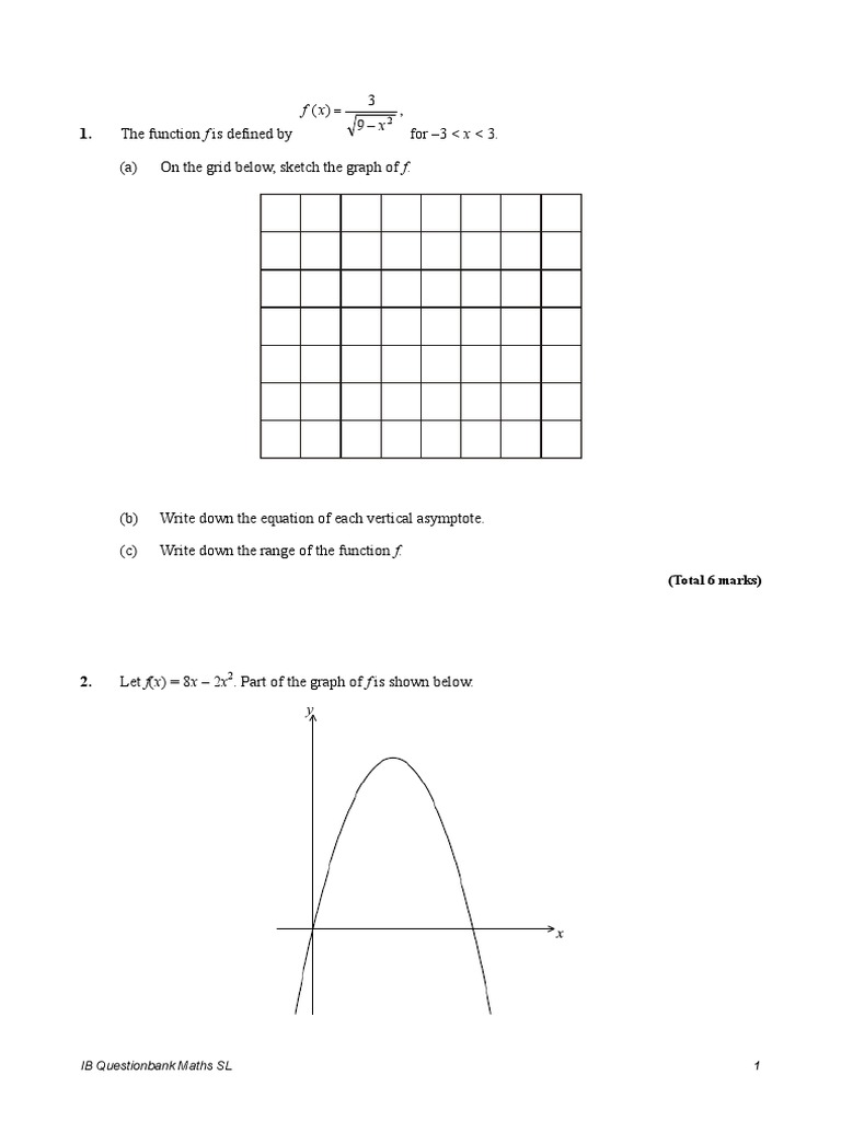 (Total 6 Marks) : IB Questionbank Maths SL 1 | PDF | Asymptote | Function (Mathematics)