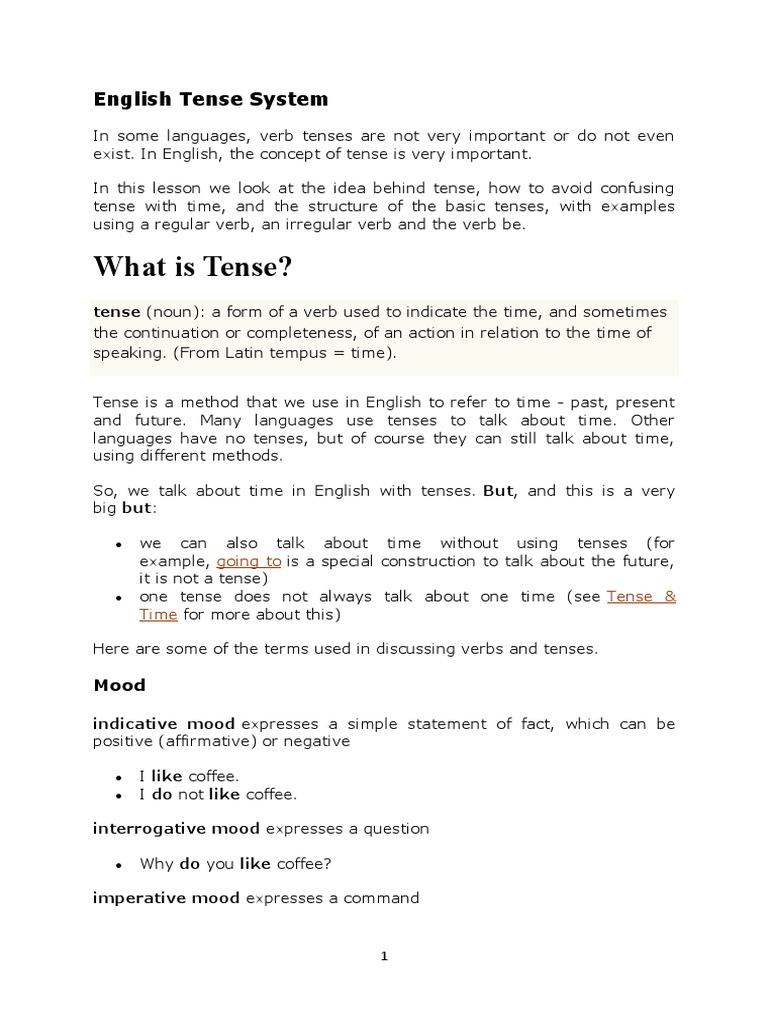 English Tense System | PDF | Perfect (Grammar) | Grammatical Tense