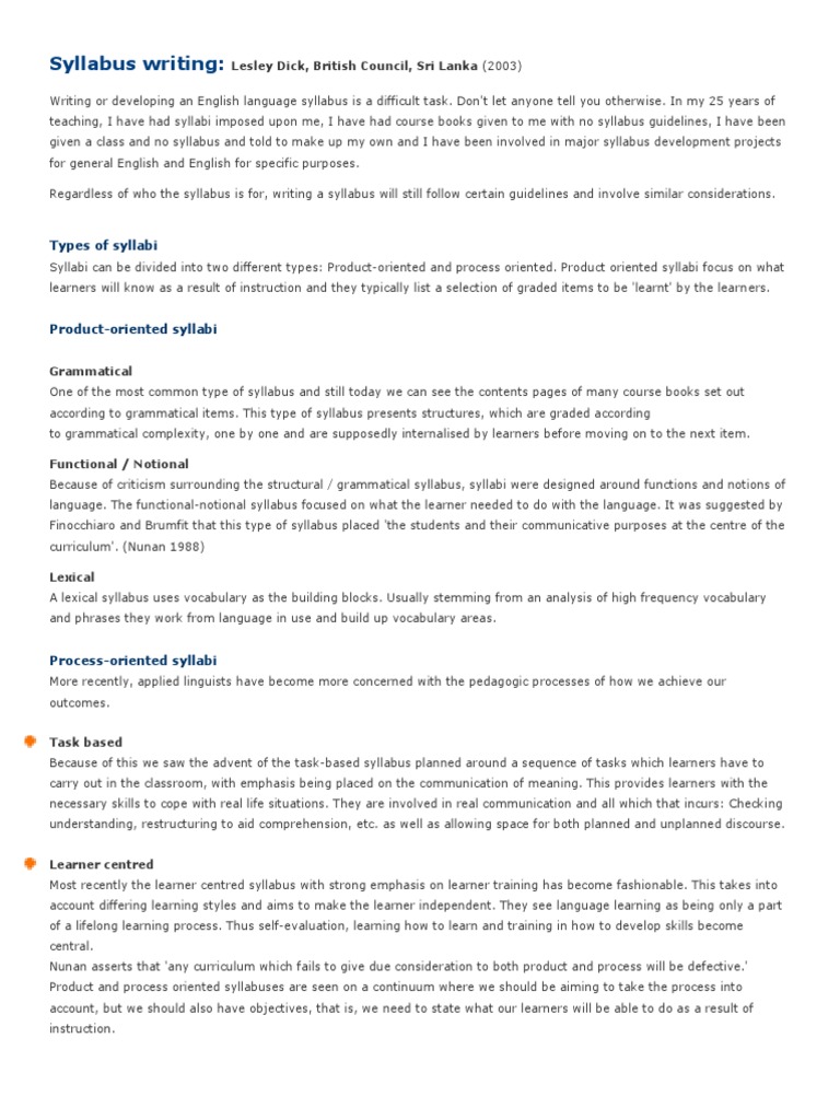 Syllabus Writing:: Types of Syllabi | Download Free PDF | Syllabus ...