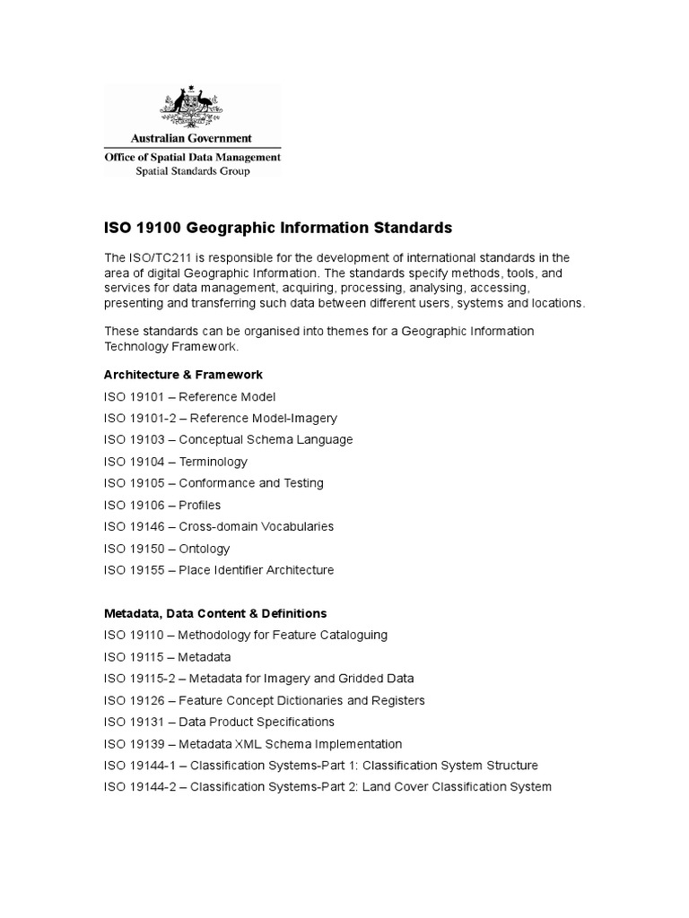 ISO 19100 Geographic Information Standards | PDF | Geographic Information System | Metadata