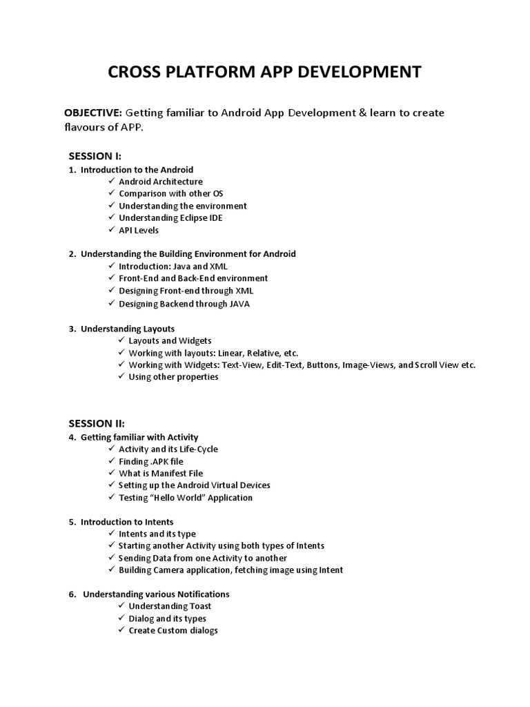 Cross Platform App Development: OBJECTIVE: Getting Familiar To Android ...