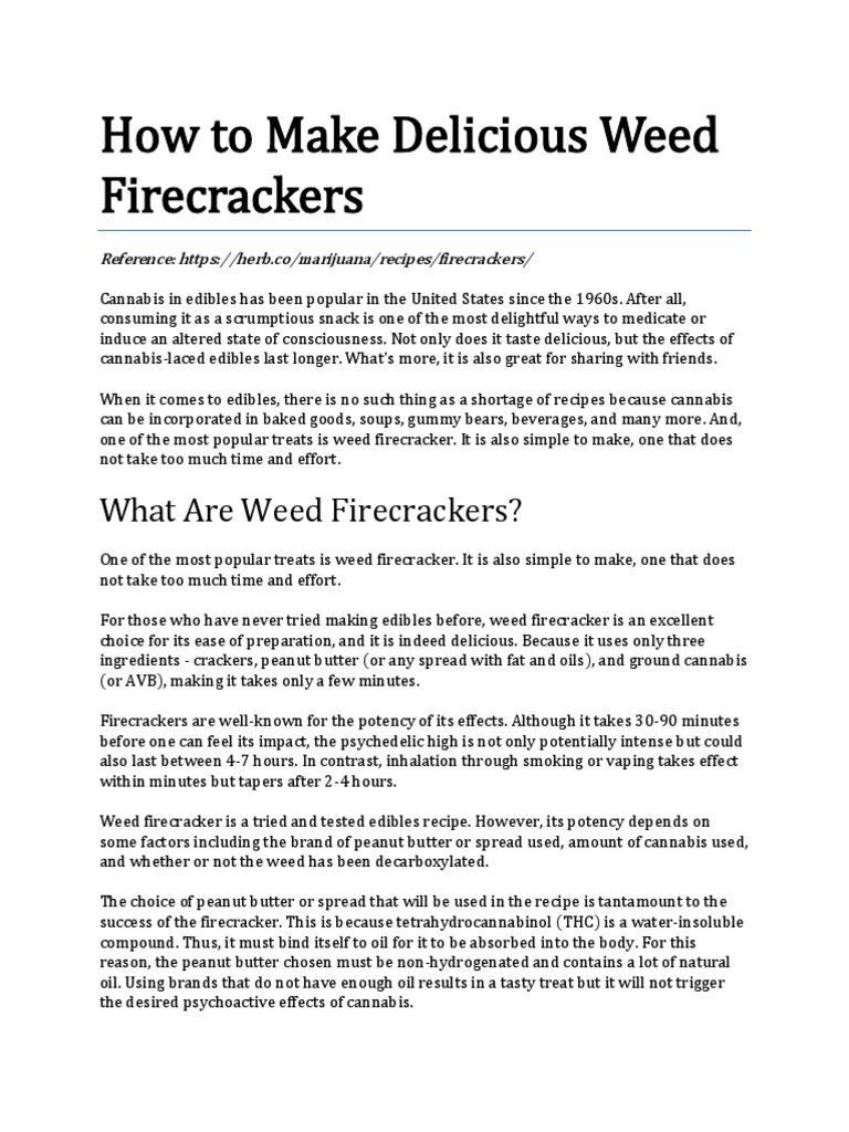 How To Make Delicious Weed Firecrackers | PDF | Cannabis (Drug ...