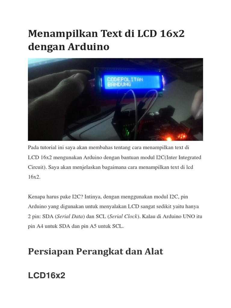Menampilkan Text Di Lcd 16x2 Dengan Arduino Pdf 