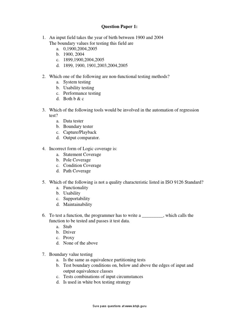 Software Testing Questions and Answers | PDF | Software Testing ...