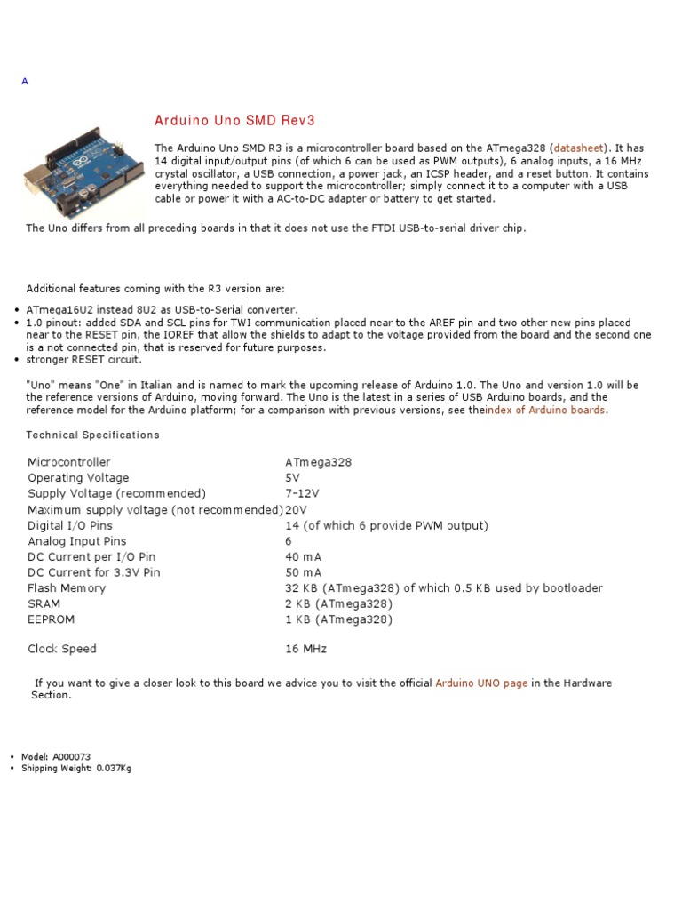 Arduino UNO | PDF | Arduino | Electronics