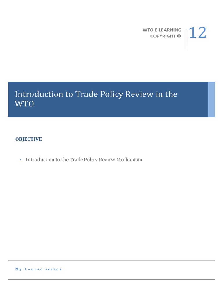 Introduction To Trade Policy Review in The WTO | PDF | World Trade ...