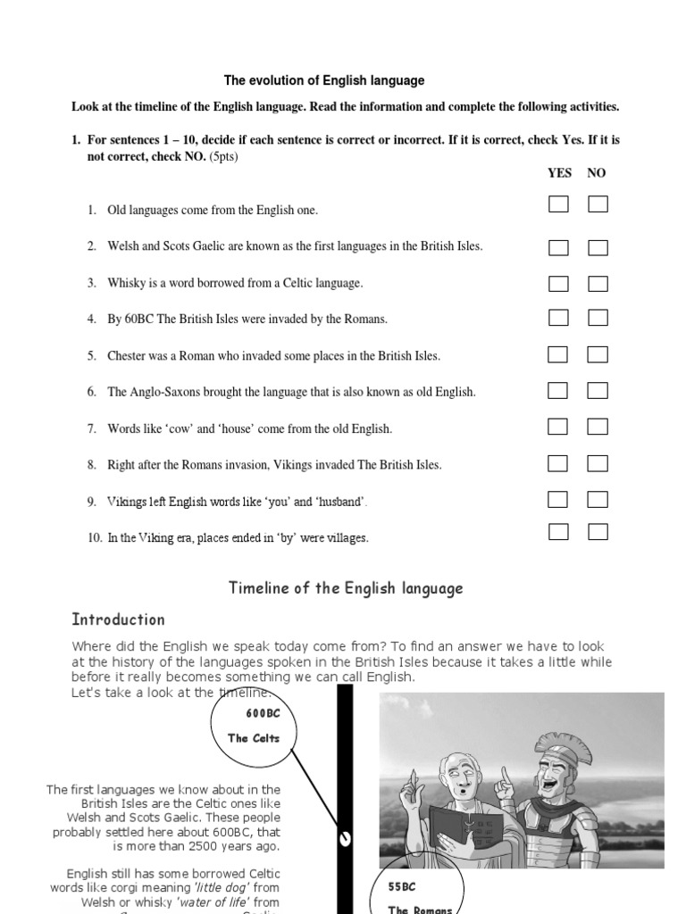 Evolution of the English Language Timeline | PDF | English Language ...