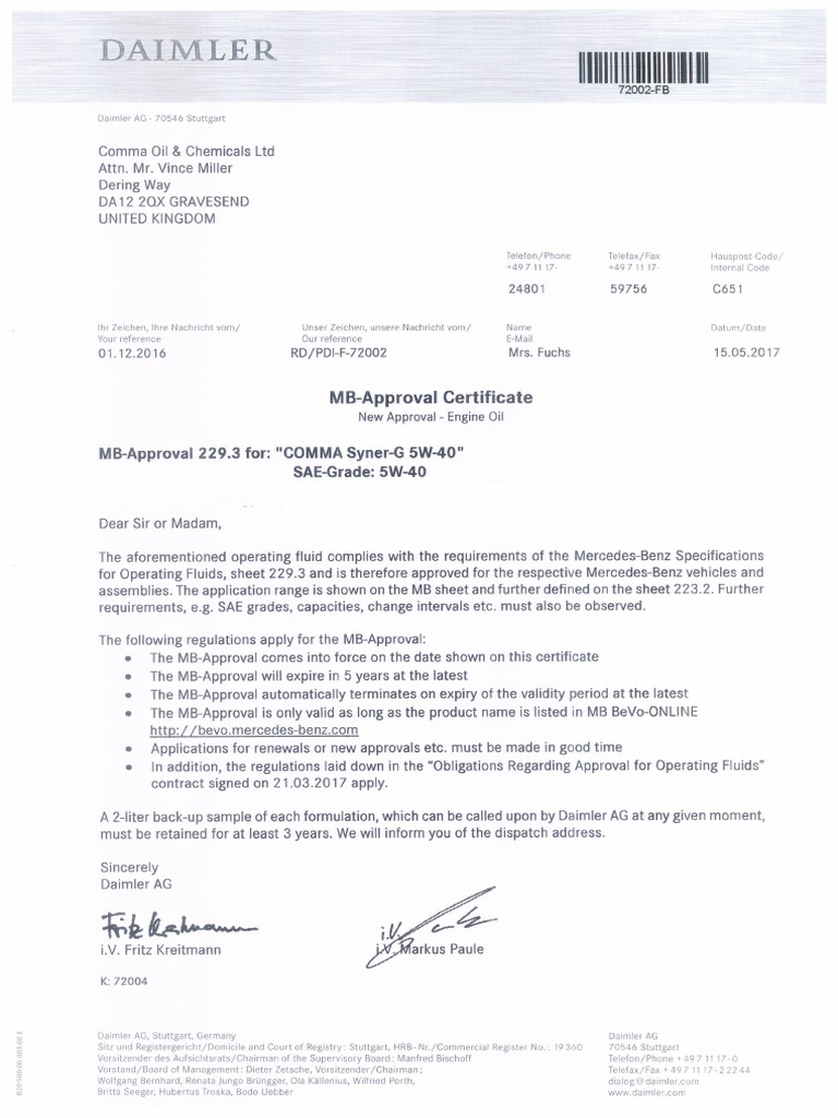 Syner-G Approval MB Approval 229.3 | PDF