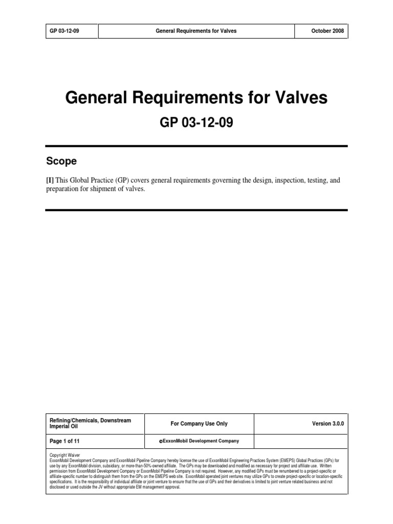 GP-03!12!01 Valve Selection | PDF | Valve | Reliability Engineering