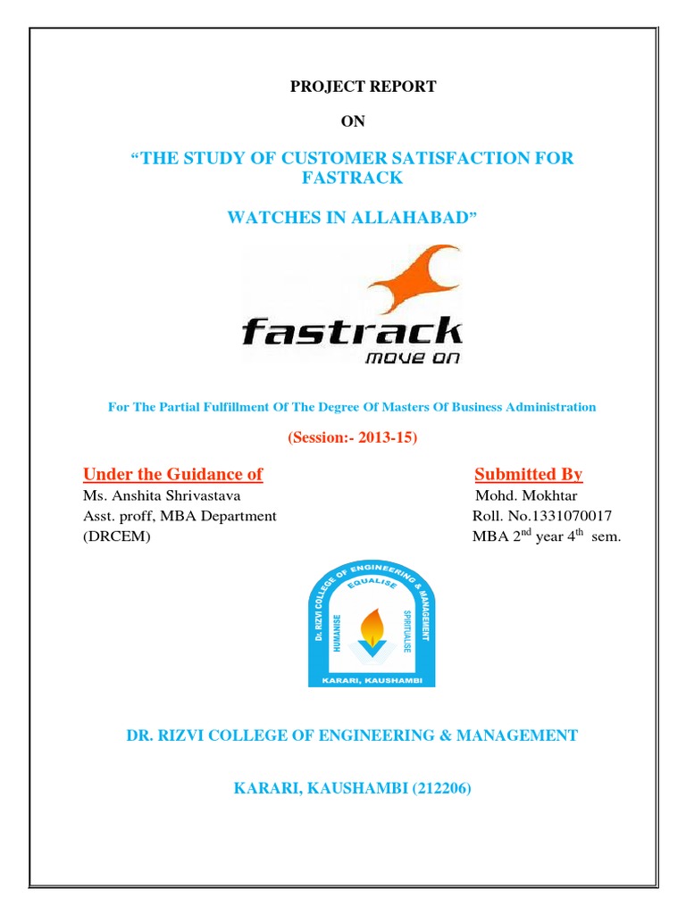 Customer Satisfaction Report for Fastrack Watches | PDF | Master Of Business Administration ...