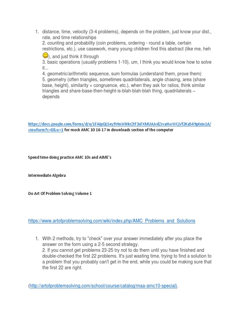 AMC 10 Study Guide and Resources | PDF