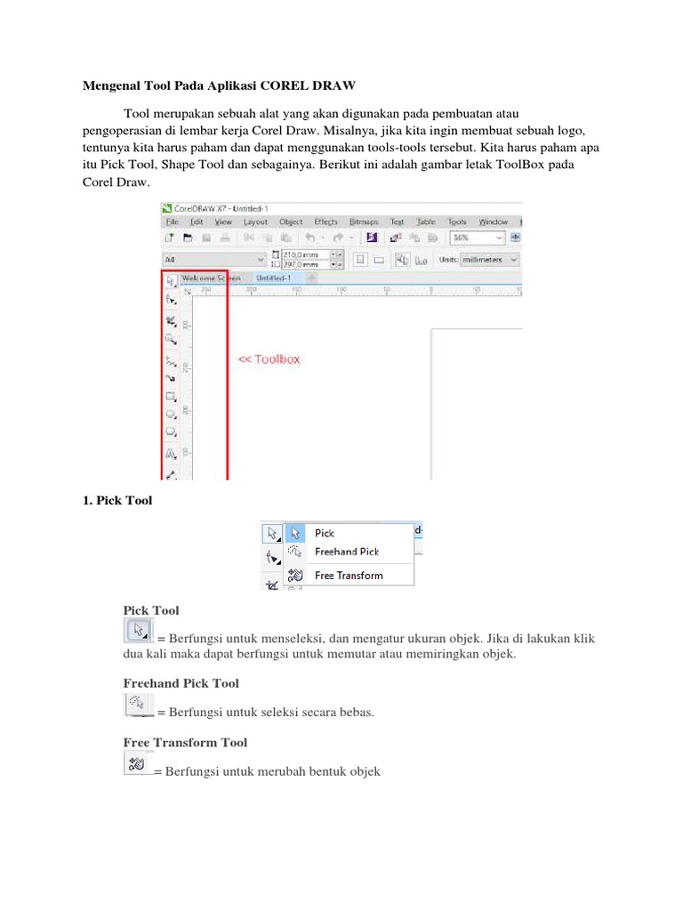 Mengenal Tool Tool Pada Aplikasi COREL DRAW | PDF