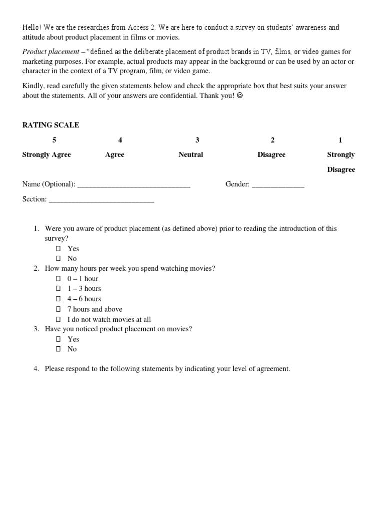 Survey Questionnaire | PDF | Brand | Advertising