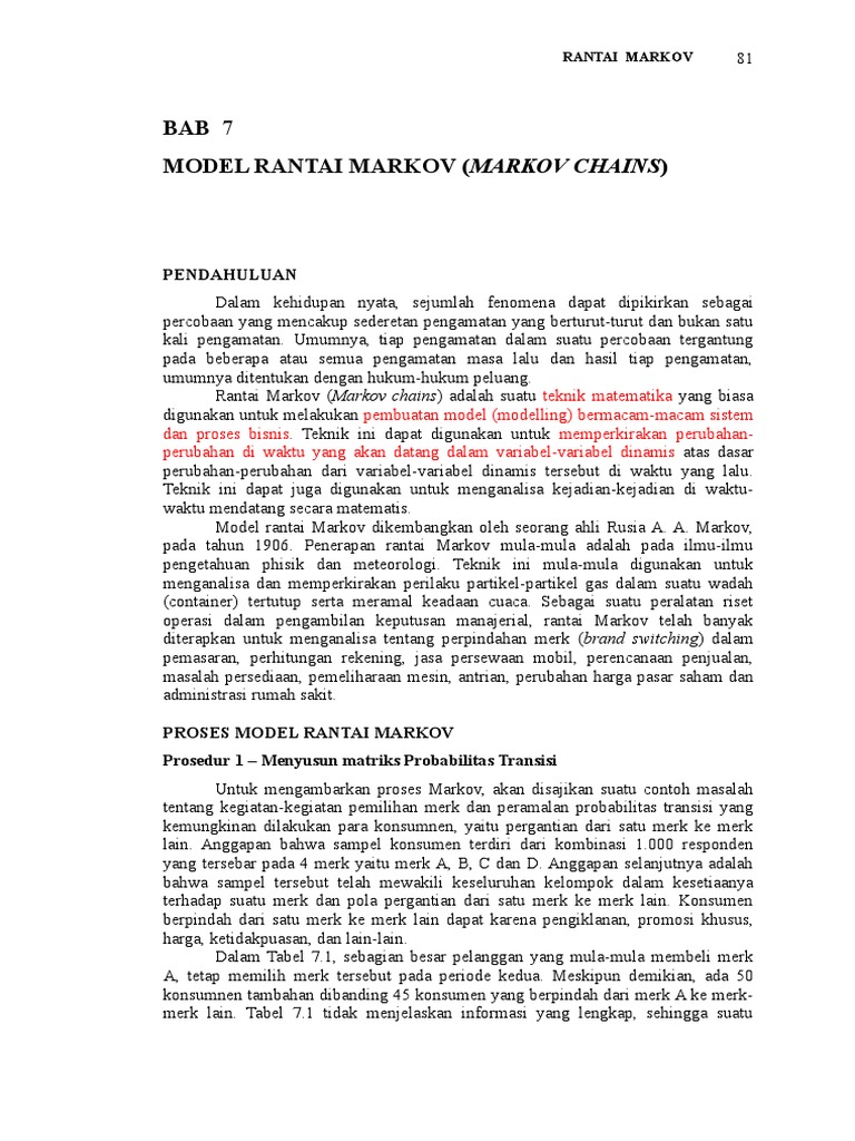 2605 - 4.bab Vii Rantai Markov | PDF