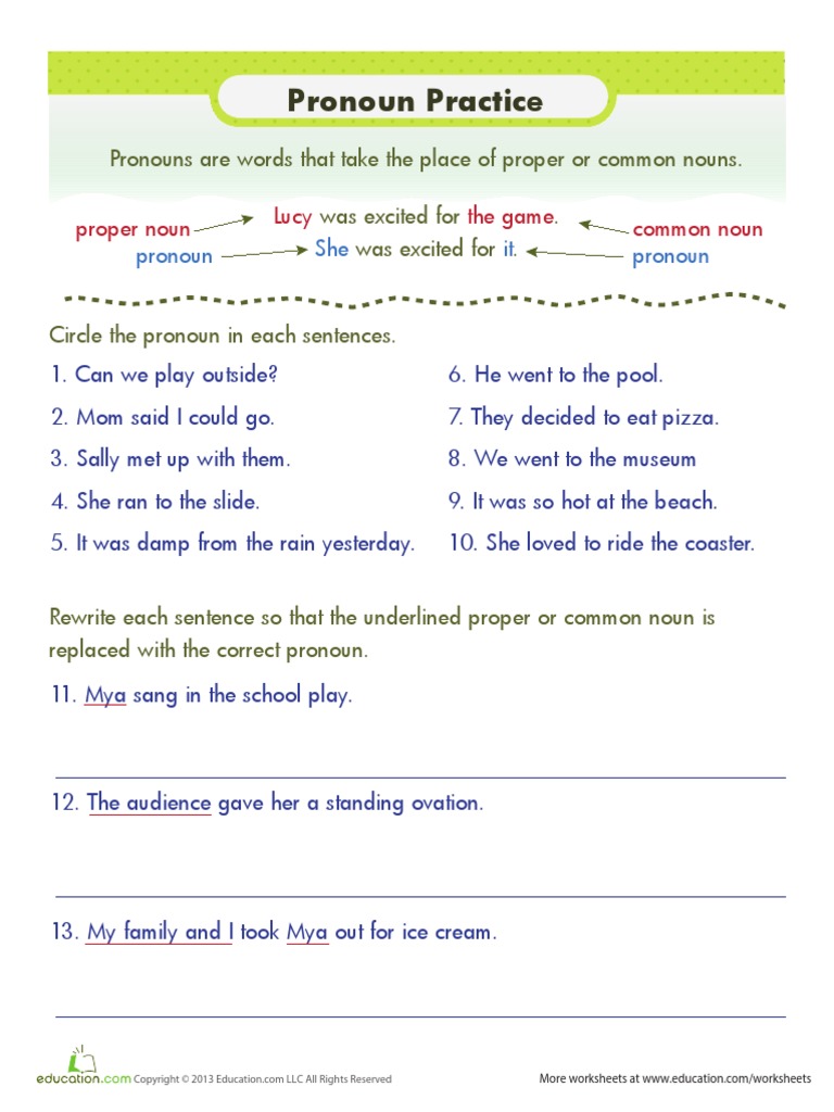 Great Grammar Pronoun Practice | PDF | Linguistic Morphology ...