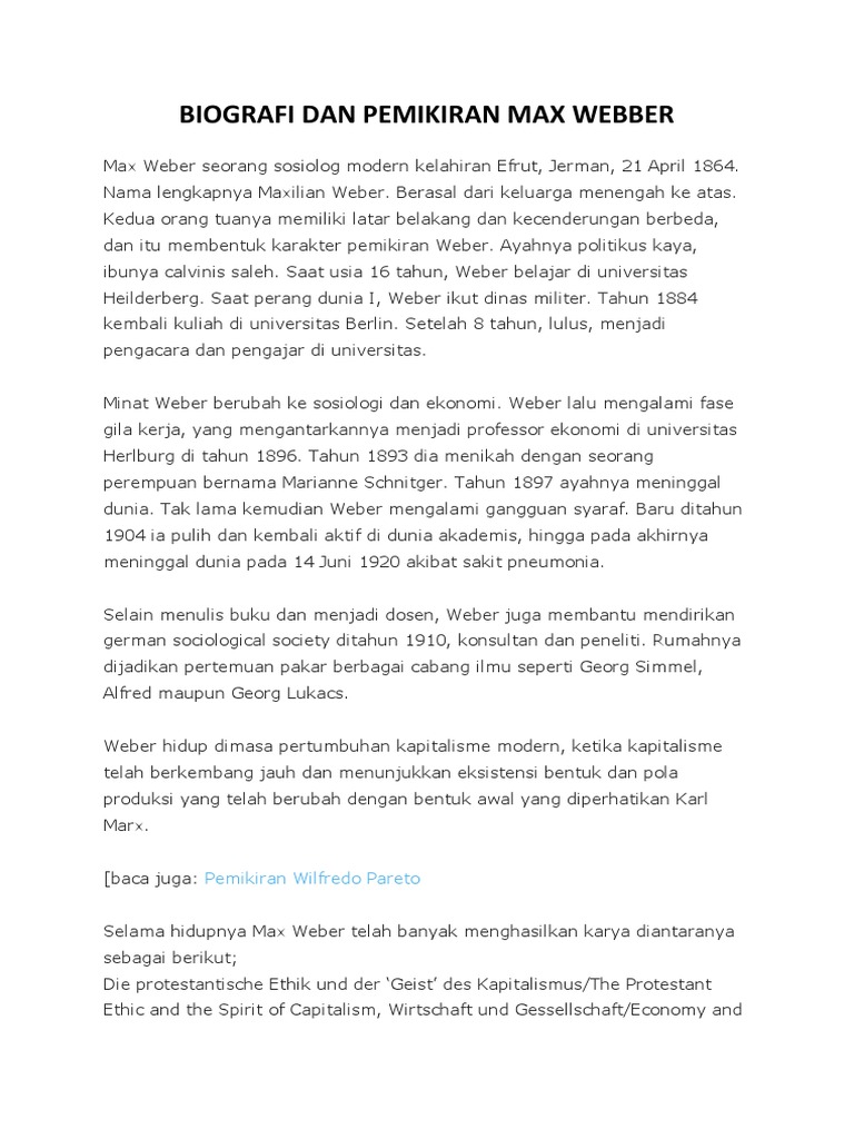 Biografi Dan Pemikiran Max Webber | PDF