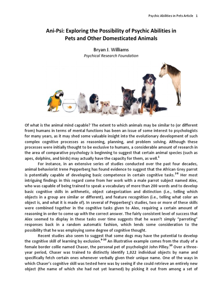 Exploring Psychic Abilities in Pets | PDF | Parapsychology ... Exploring Psychic Abilities in Pets | PDF | Parapsychology ...