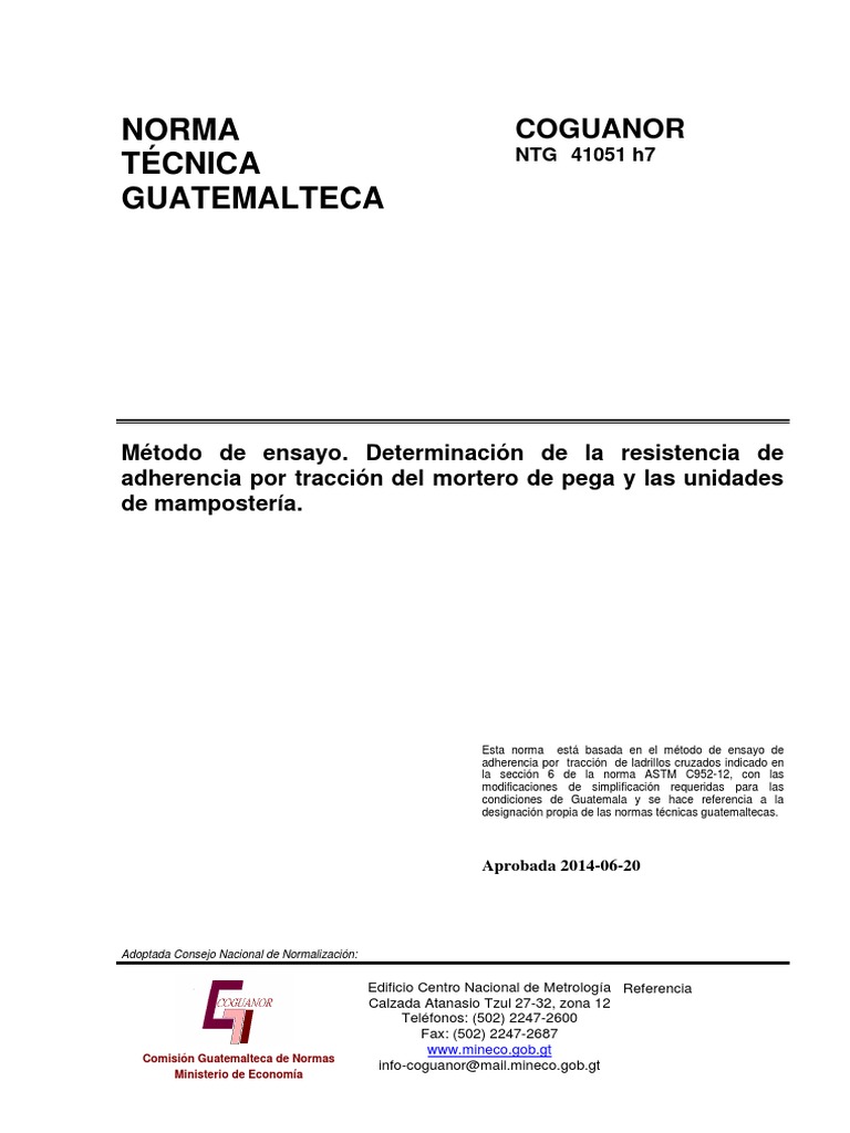 Norma NTG 41051 h7 Astm c952-12 PDF | PDF | Guatemala | Hormigón