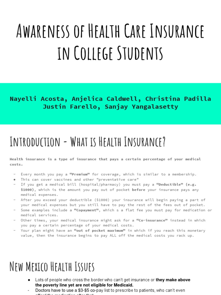 College Students' Health Insurance Awareness | PDF | Health Insurance ...