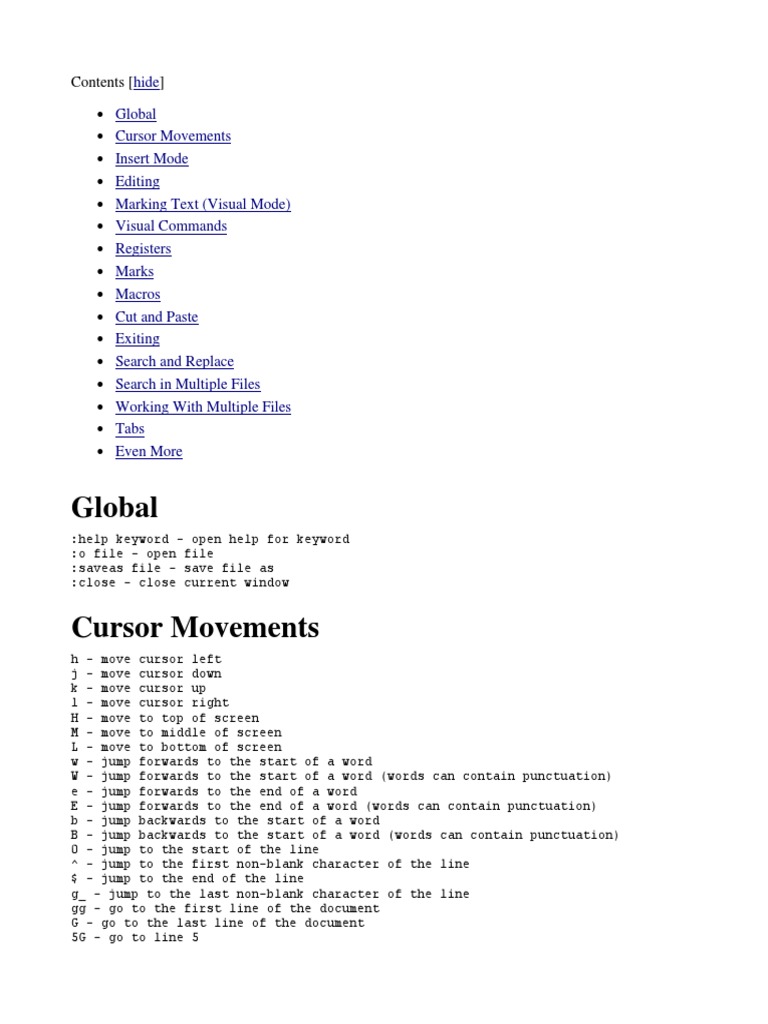 Vim Cheatsheet | PDF | Human–Computer Interaction | System Software
