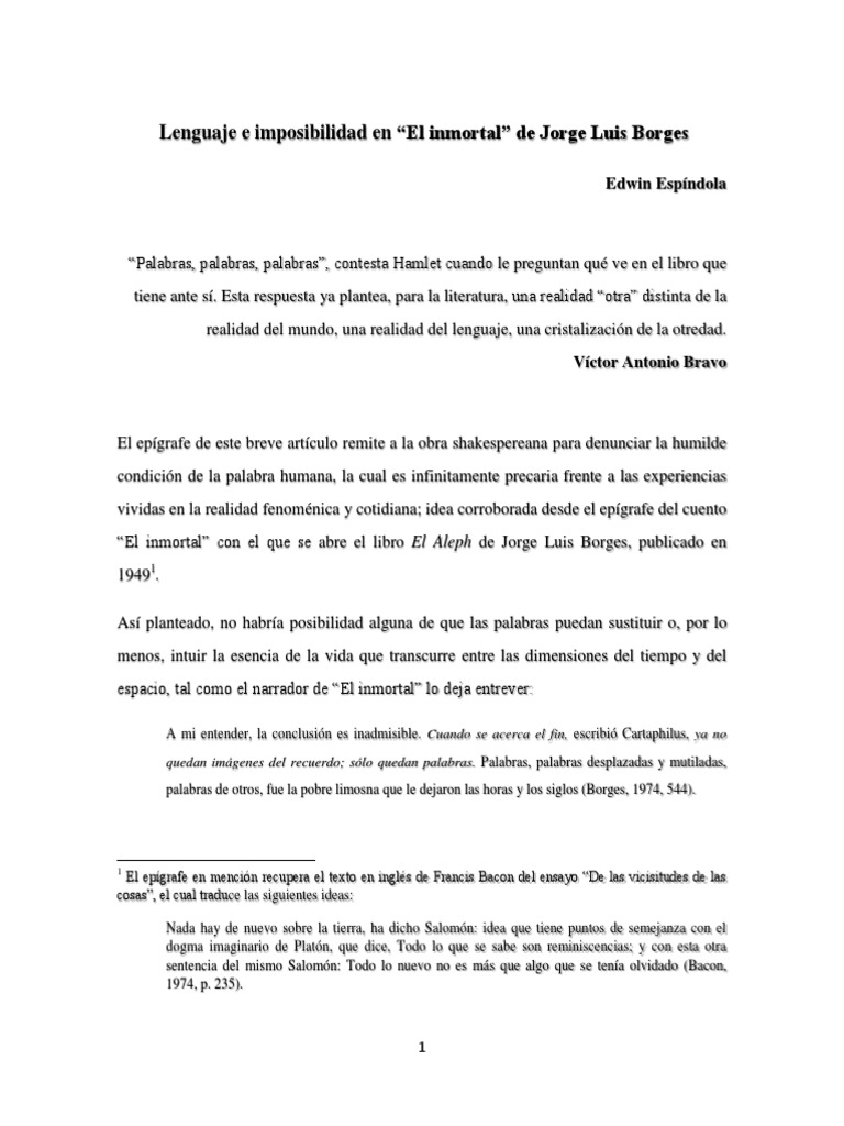 El Inmortal de Jorge Luis Borges | PDF | Homero | Cuentos