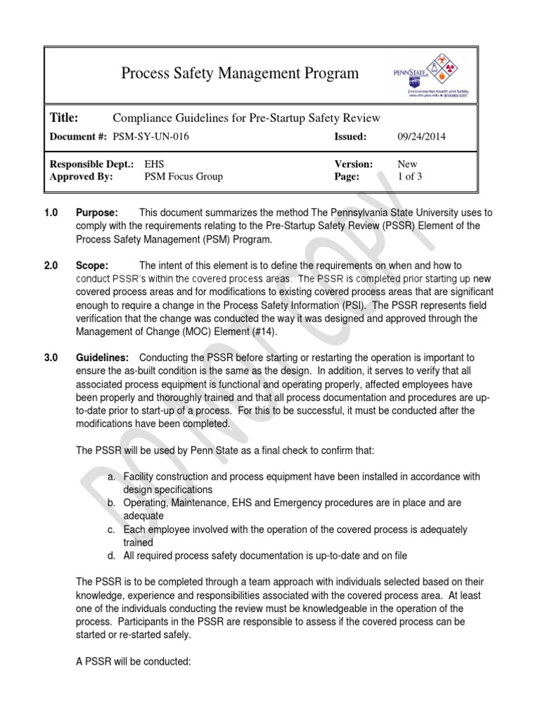 Pre-Startup Safety Review Guide | PDF | Safety | Business