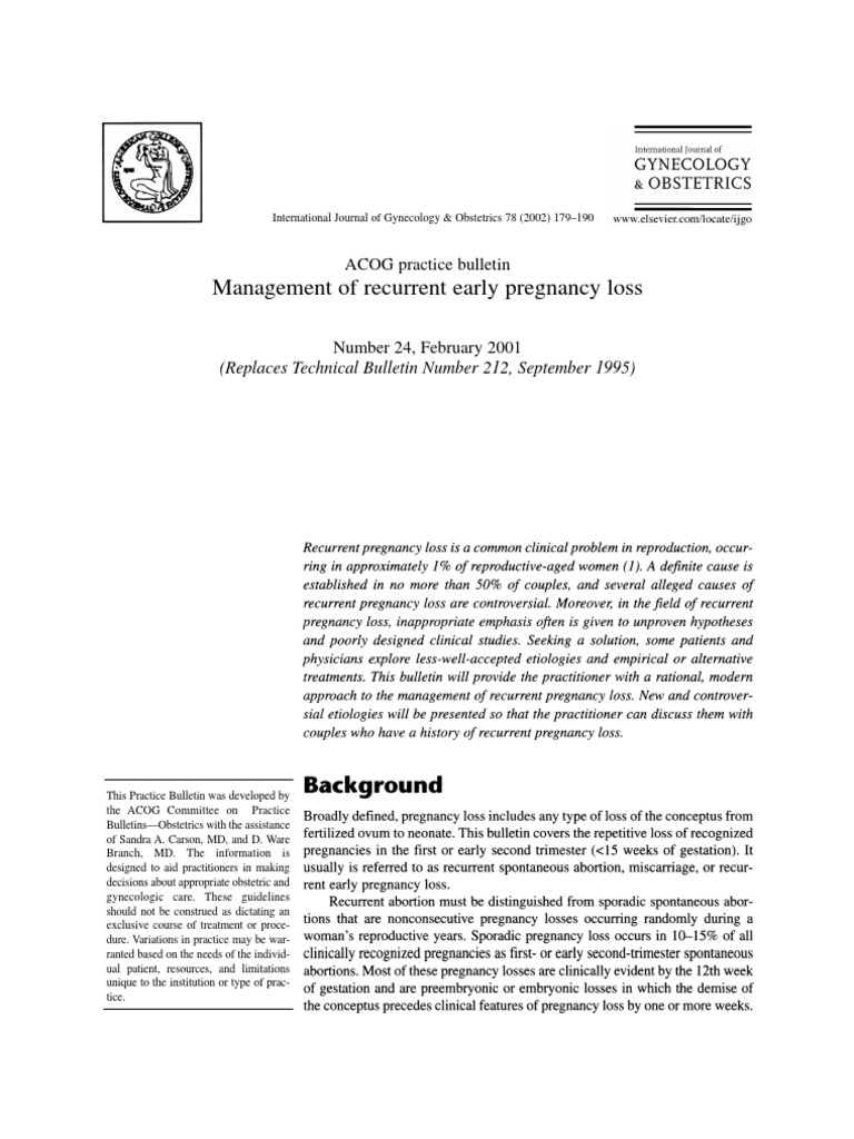 ACOG Bulletin Miscarriage | PDF