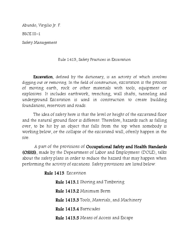 1413 Excavation Written Report | PDF | Excavation (Archaeology) | Civil ...